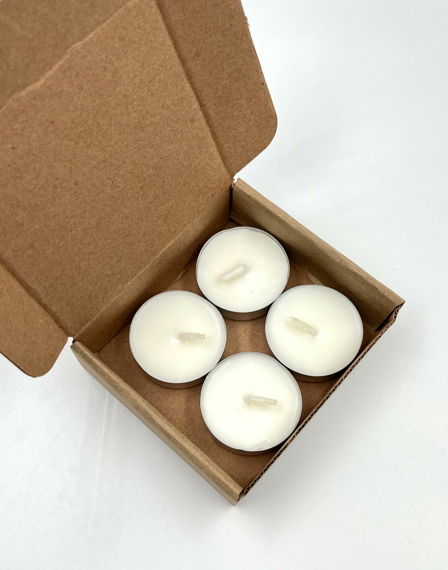 Свечи чайные из соевого воска, без аромата, набор 4 шт.