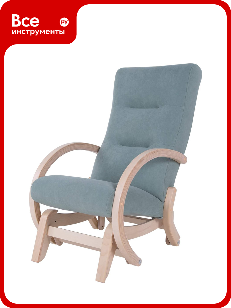 Кресло-качалка маятник Мебелик Мэтисон ткань минт, каркас береза белая П0004569 6470