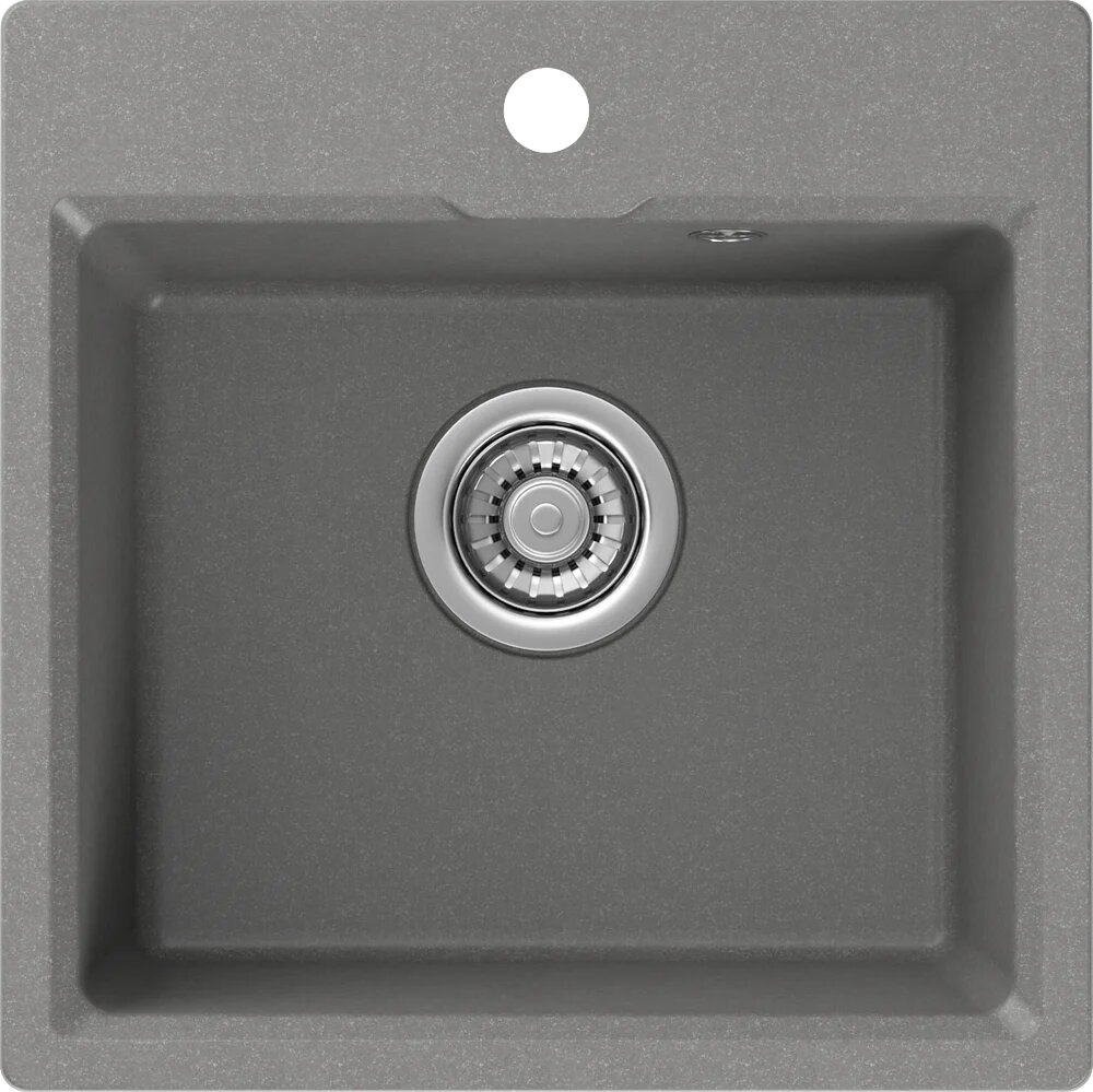 Мойка кухонная NOVA 45x45, мойка для кухни, кварцевая, серая, матовая, круглая