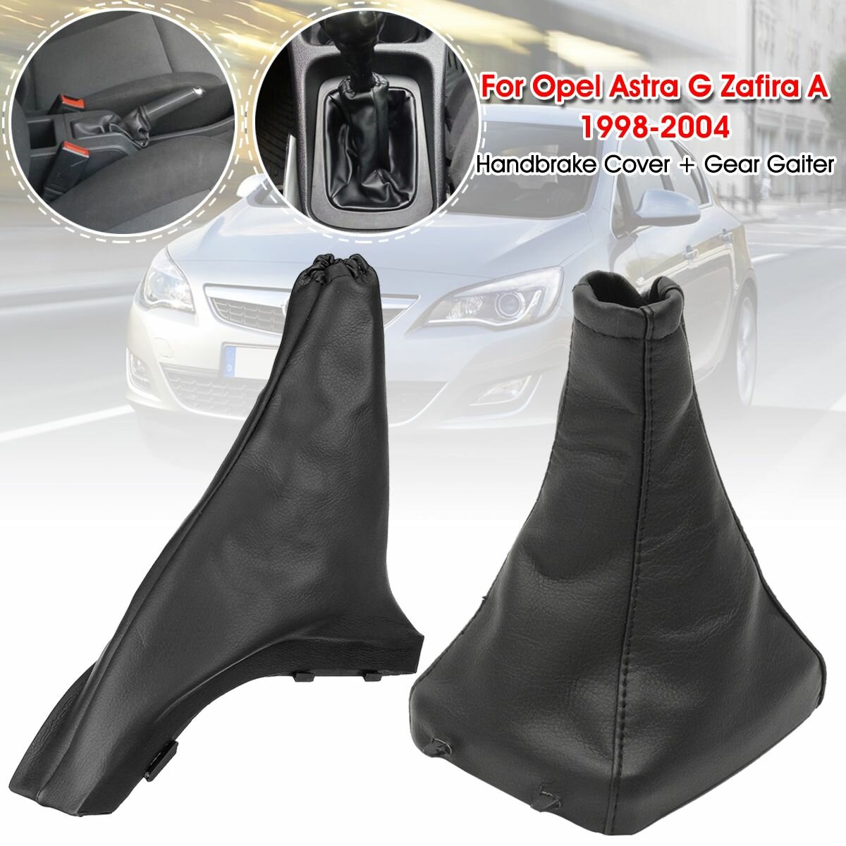 Чехол рычага КПП и чехол ручника для Opel Astra G Zafira A 1998-2004 ABS+PU искусственная кожа в комплекте крышка и