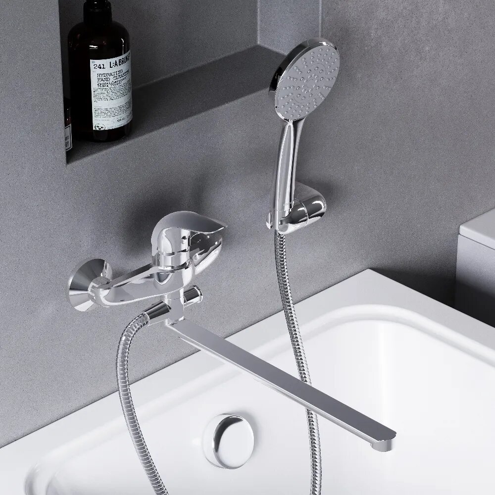 Смеситель Damixa Eclipse 319500001 для ванны и душа с душевым гарнитуром хром глянцевый