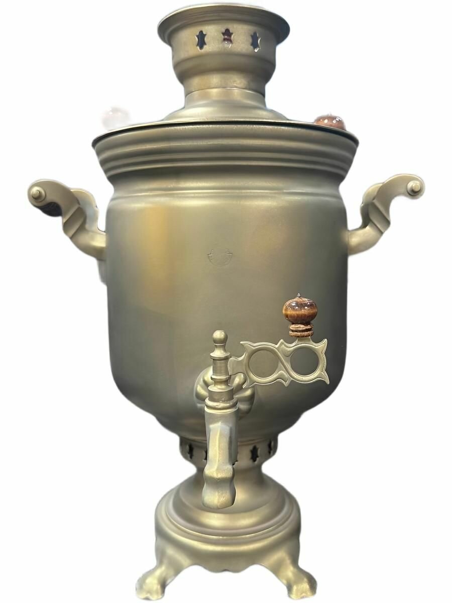 Угольный самовар 5 литров жёлтая патина