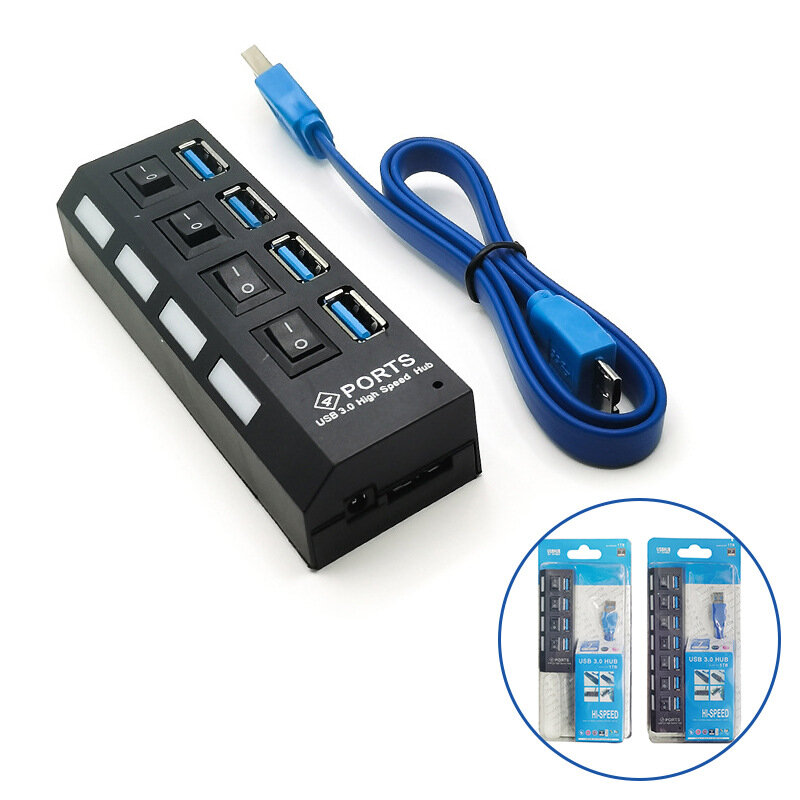 7-портовый HUB с независимым переключателем, один на семь, USB 2/3.0 разветвитель для ноутбука, высокоскоростная передача