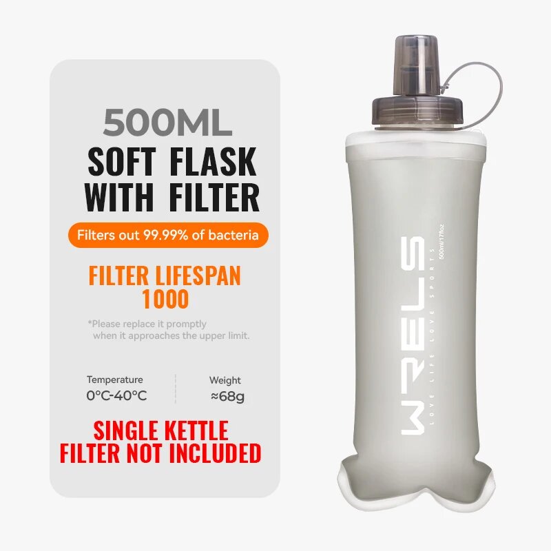 Бутылка WRELS для воды с фильтром 400 мл Grey bottle
