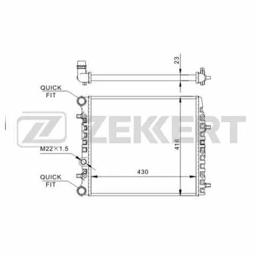 Основной радиатор (двигателя) ZEKKERT MK-1139 для SEAT Cordoba (2002-2009), SEAT Ibiza (2002-2009), Skoda Fabia (1999-2008)