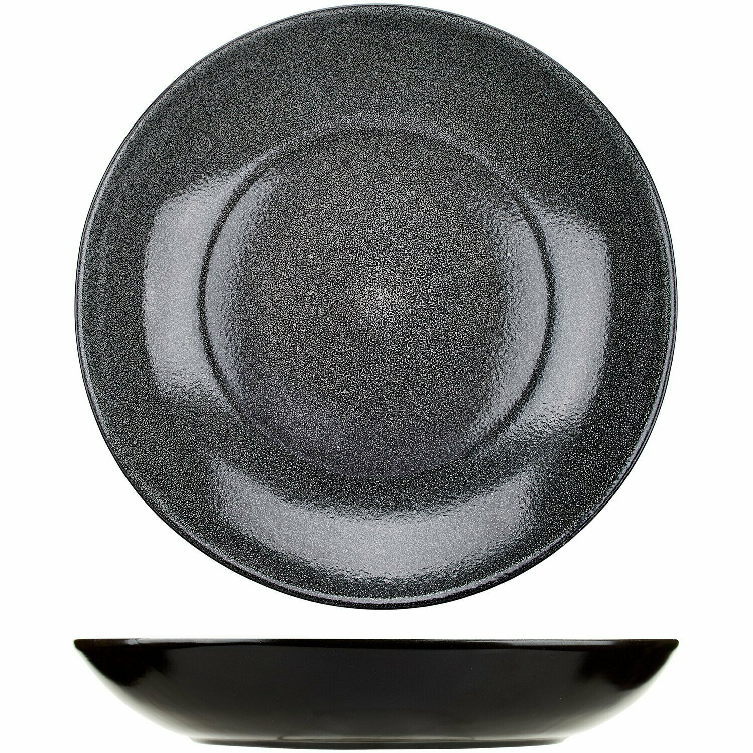 Тарелка Борисовская Керамика Млечный путь для плова 1.5л, 305х305х15мм, фарфор, белый-черный