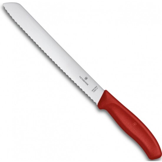 Нож для хлеба Victorinox SwissClassic, с волнистой заточкой, красный, в блистере, 21 см