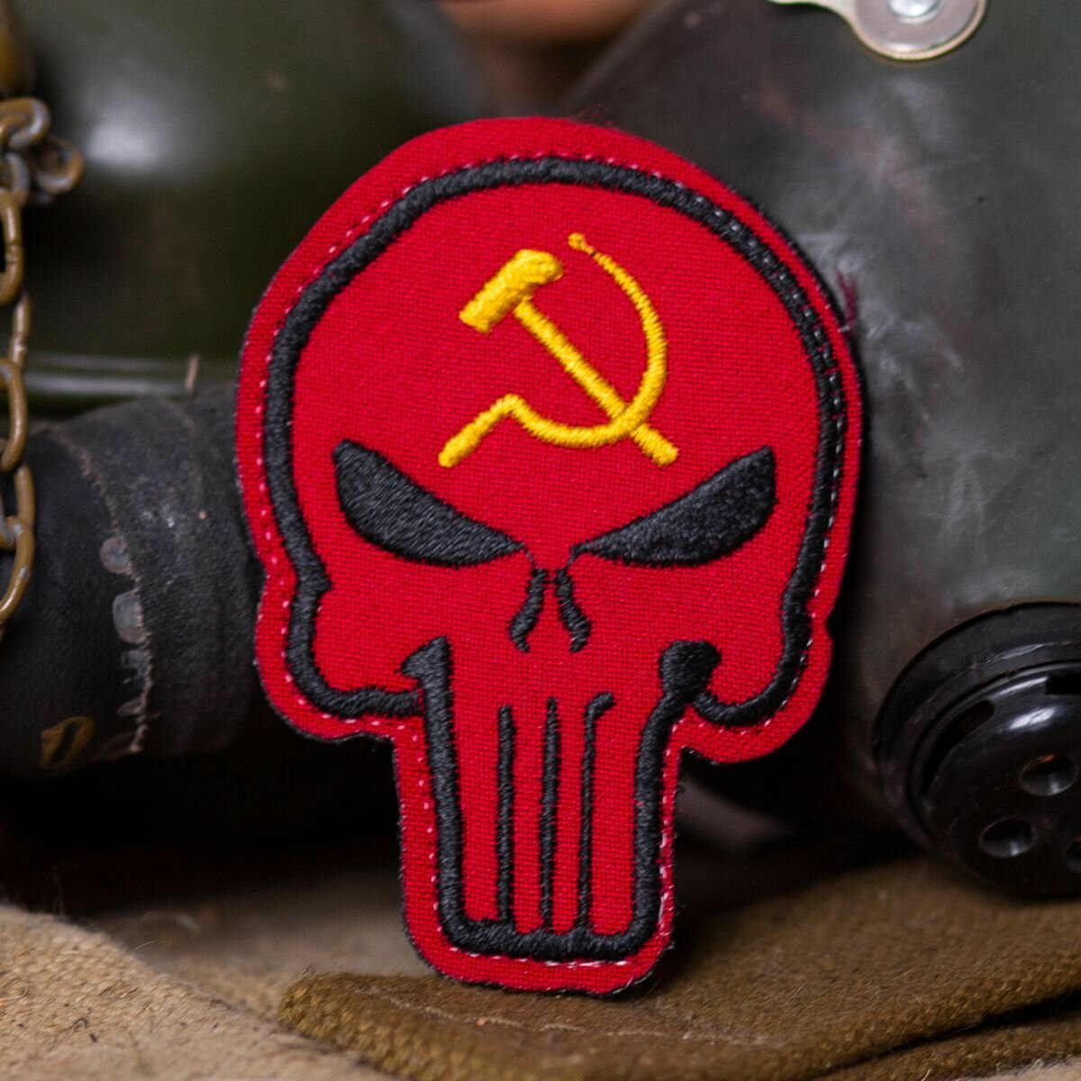 Нашивка ( шеврон патч patch ) тактическая Каратель вышитая на липучке 5,5х7,3 красная