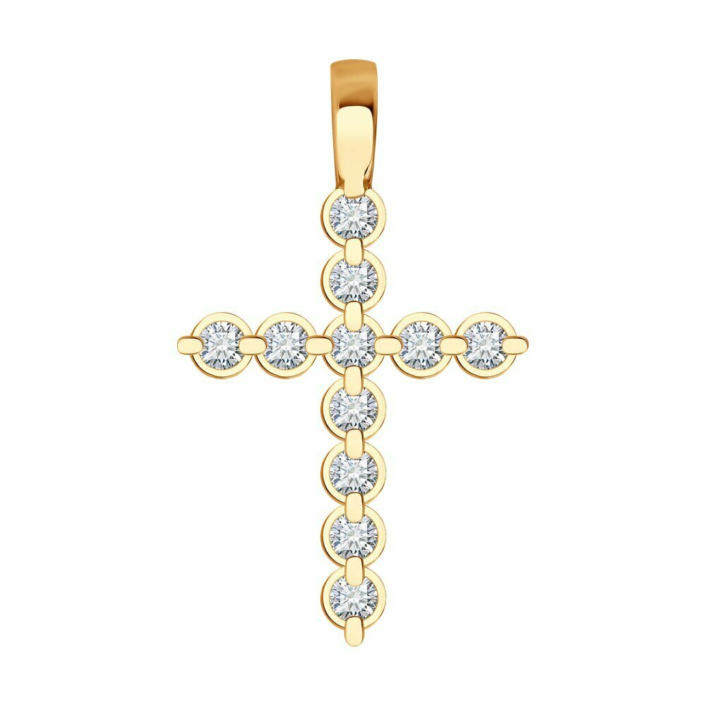 Подвеска, красное золото, 585 проба, рубин, бриллиант выращенный