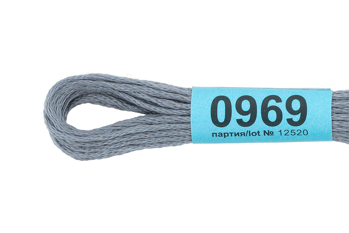 Мулине "Gamma" 100% хлопок 8 м №0969 серый