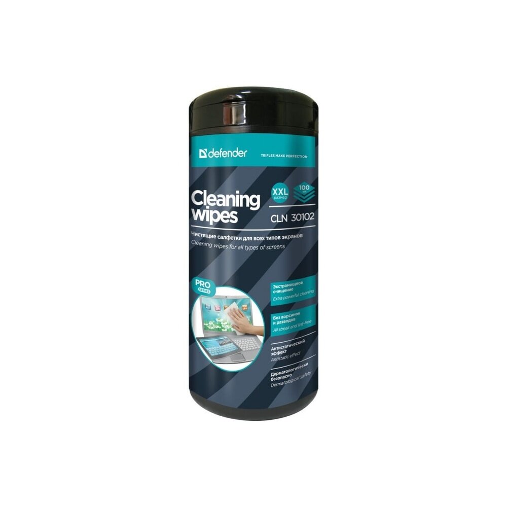 Салфетки влажные Defender для ЖК и LCD мониторов Pro, влажные, в тубе, 100 шт (CLN30102)