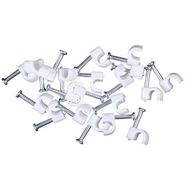 DUWI круглая скоба крепления кабеля 4 мм набор 20 шт белый монтаж кабельной проводки