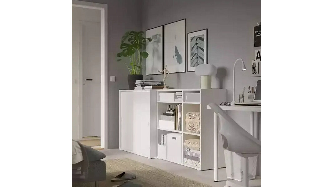 Стеллаж-комод Вихалс-5 Белый Фасадный 0101 NEW 190x47x90 см, Фиеста