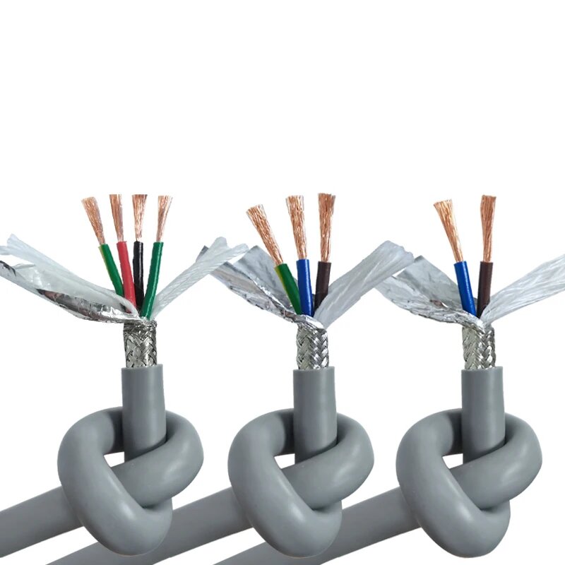 Термостойкий провод TRVVP 18 24 22 20 17AWG, двойной экранированный кабель 2 3 4 ядра, серый изолированный маслостойкий кабель с ЧПУ
