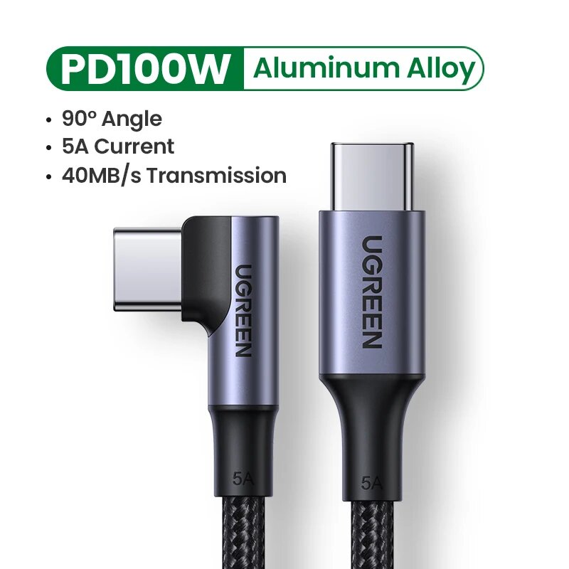 UGREEN USB C - USB C кабель 2m, 100W, 90°