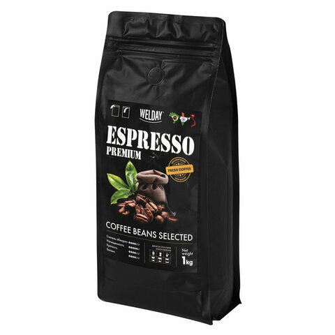 Кофе в зернах WELDAY (вэлдэй) "ESPRESSO Premium" 1 кг, 623438, УТ000015165
