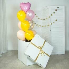 Шары Onballoon "Желтый агат", 10 шаров в коробке, фольгированные и латексные