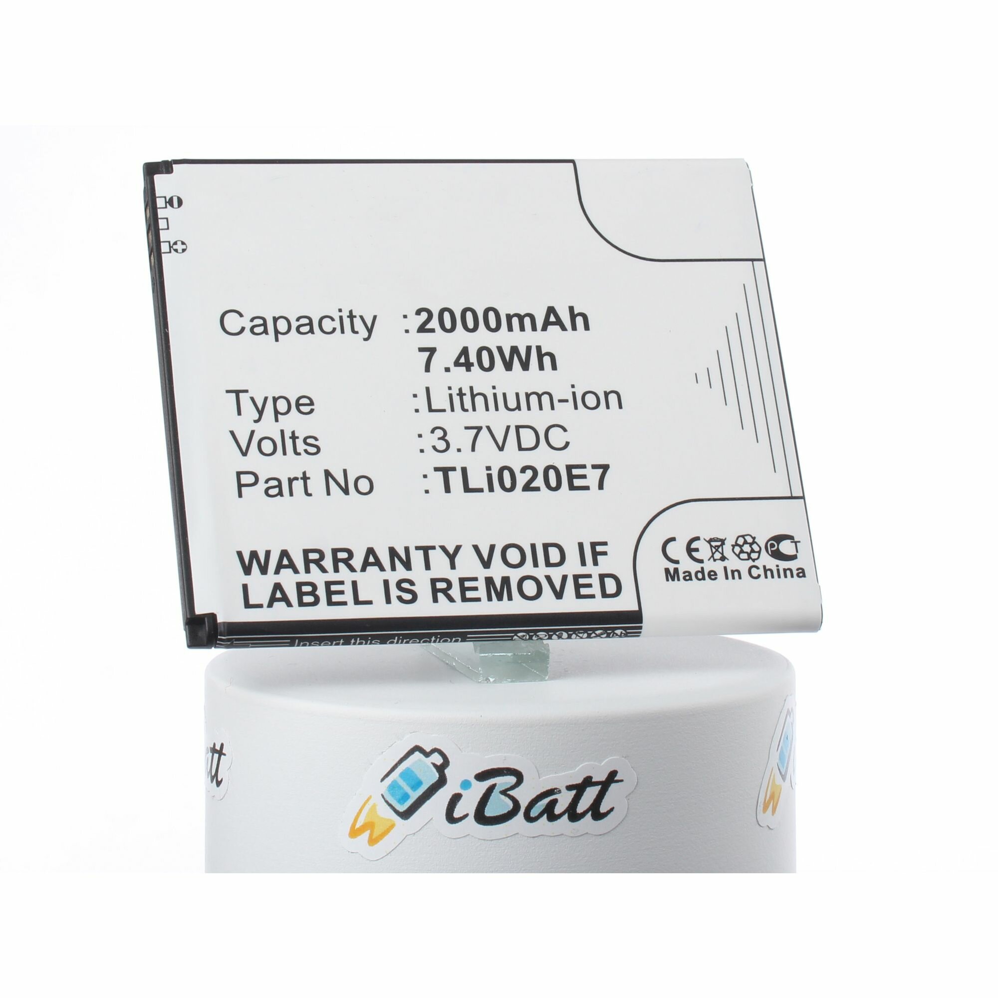 Аккумуляторная батарея iBatt 2000mAh для телефона TCL S700T, J620 (TLi020E1, TLi020B2)
