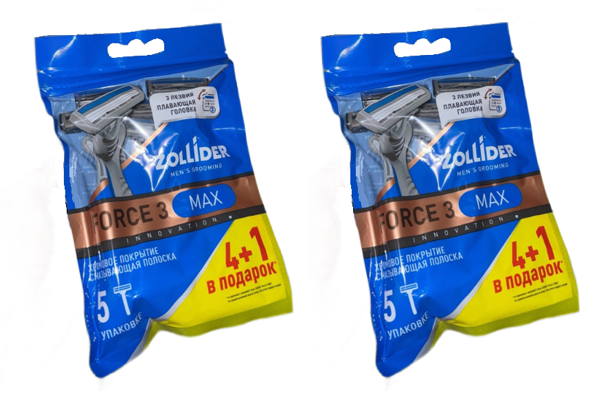 Zollider Одноразовые станки Force 3 MAX, 3 лезвия, 5 шт, 2 уп