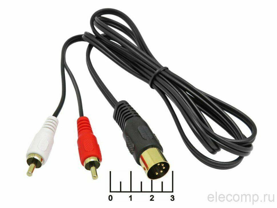 Шнур 2RCA-DIN 5pin 1.5м gold пластик