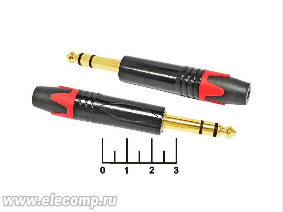 Разъем AUD 6.3 штекер стерео gold розовый LAIHE-JS