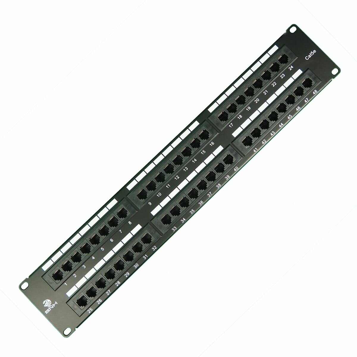 Патч-панель 19 дюймов, 2U, 48 портов RJ45, категория 5е, UTP, чёрная