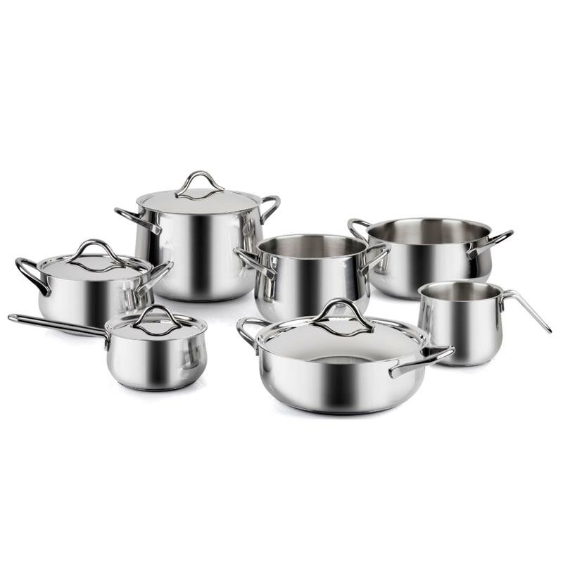 Barazzoni Набор посуды 11 предметов: 4 кастрюли, сотейник, ковш, 4 крышки и ковш для молока Sapore Italiano (292911)