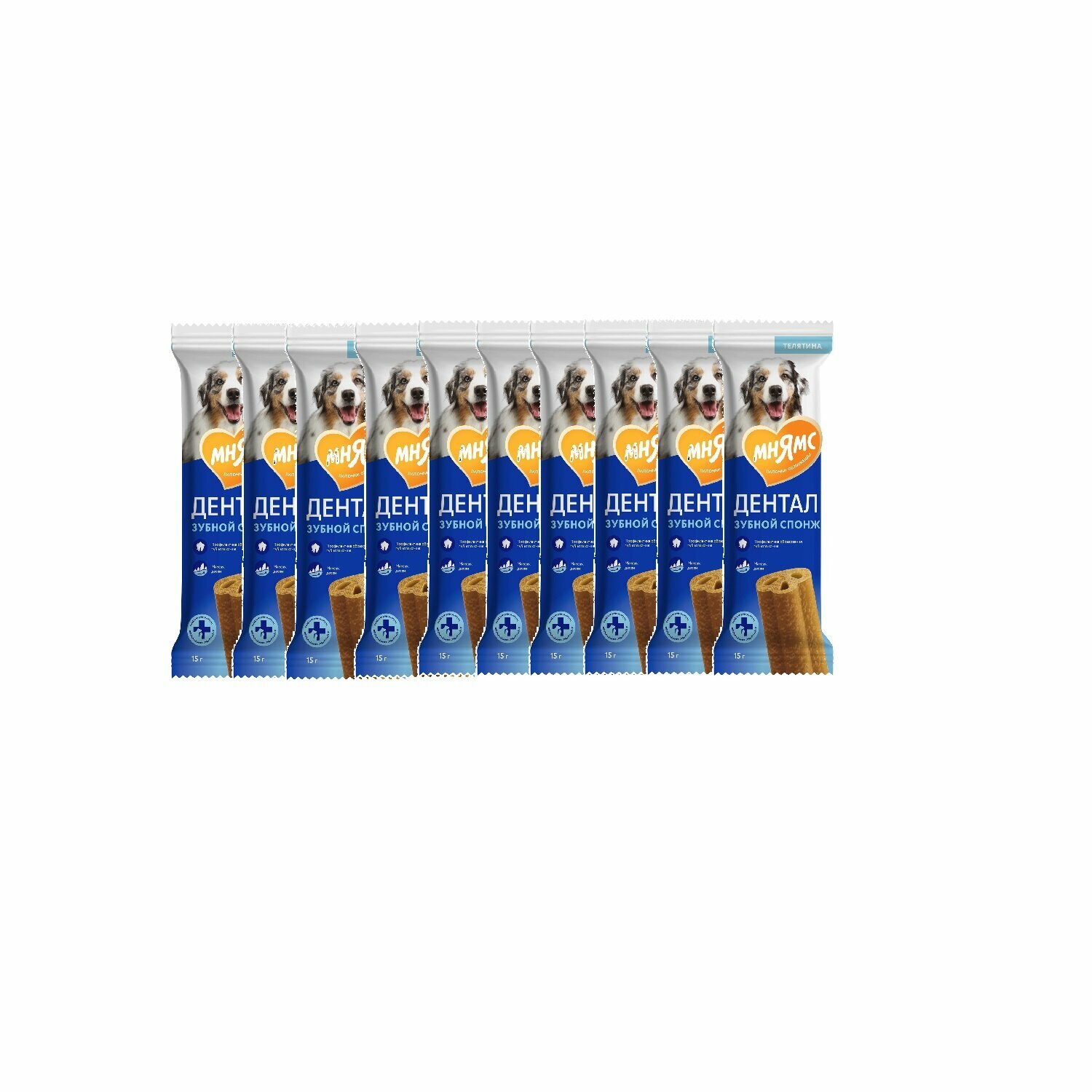 Мнямс Лакомство дентал для собак "Зубные спонжи" 15 грамм (10 штук)