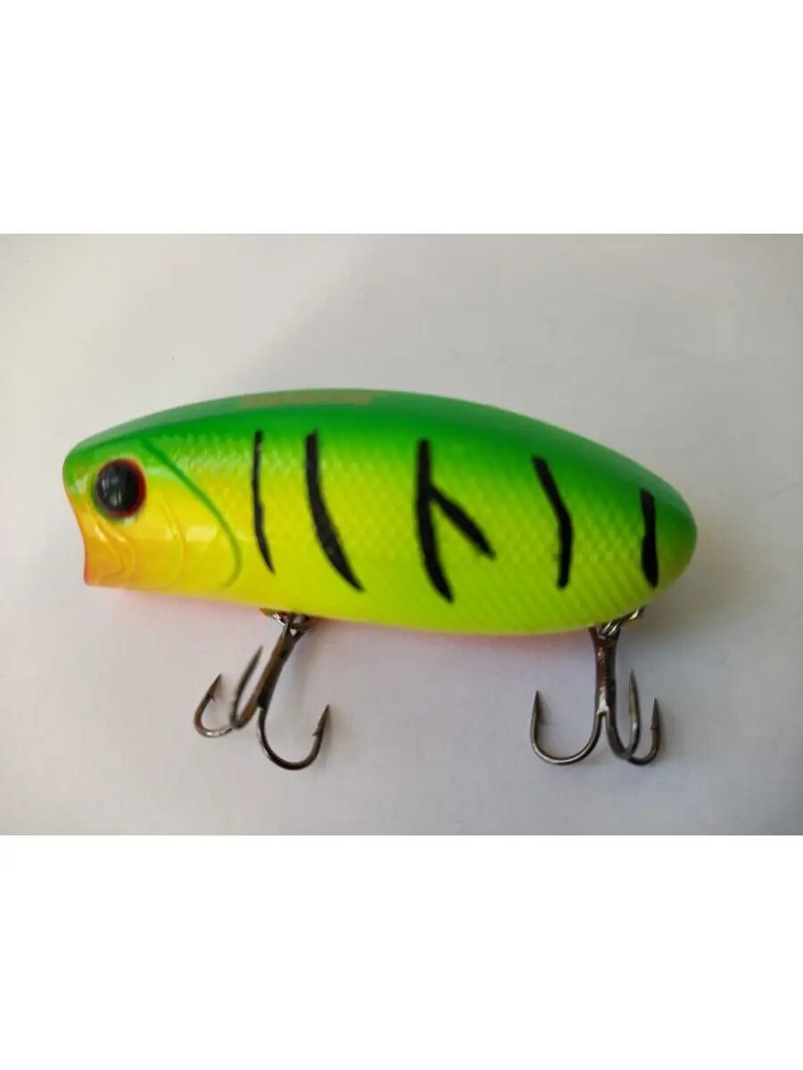 Воблер SHARADO MALAS, ловля щуки и судака, поппер, плавающий, 57мм, 11г, желтый/черный/зеленый