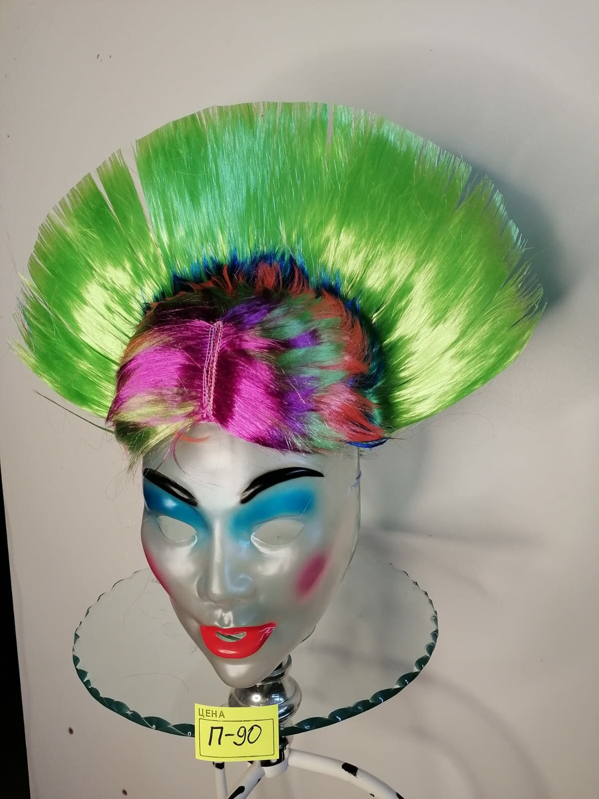 П90 парик карнавальный зеленый ирокез