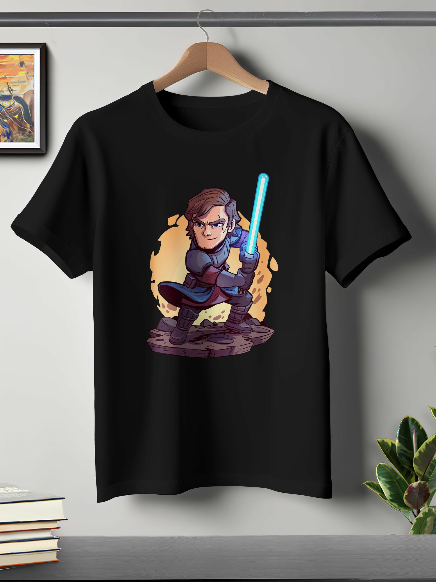 Футболка ONEQ унисекс 46-48 (M) размер с принтом Энакин Скайуокер, черная