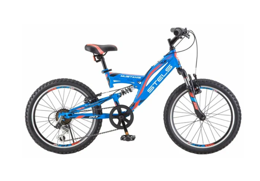 Велосипед STELS Mustang V 20" Рост 13" синий Сталь 6ск Ободн V-типа мех
