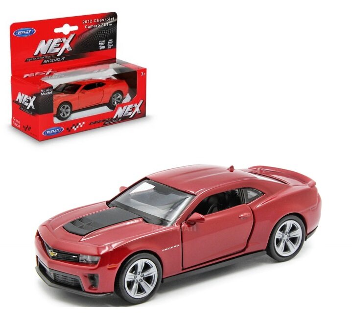 Welly. Коллекционная машинка "Chevrolet Camaro ZL1" 43667W-R, красная, инерционная, масштаб 1:38