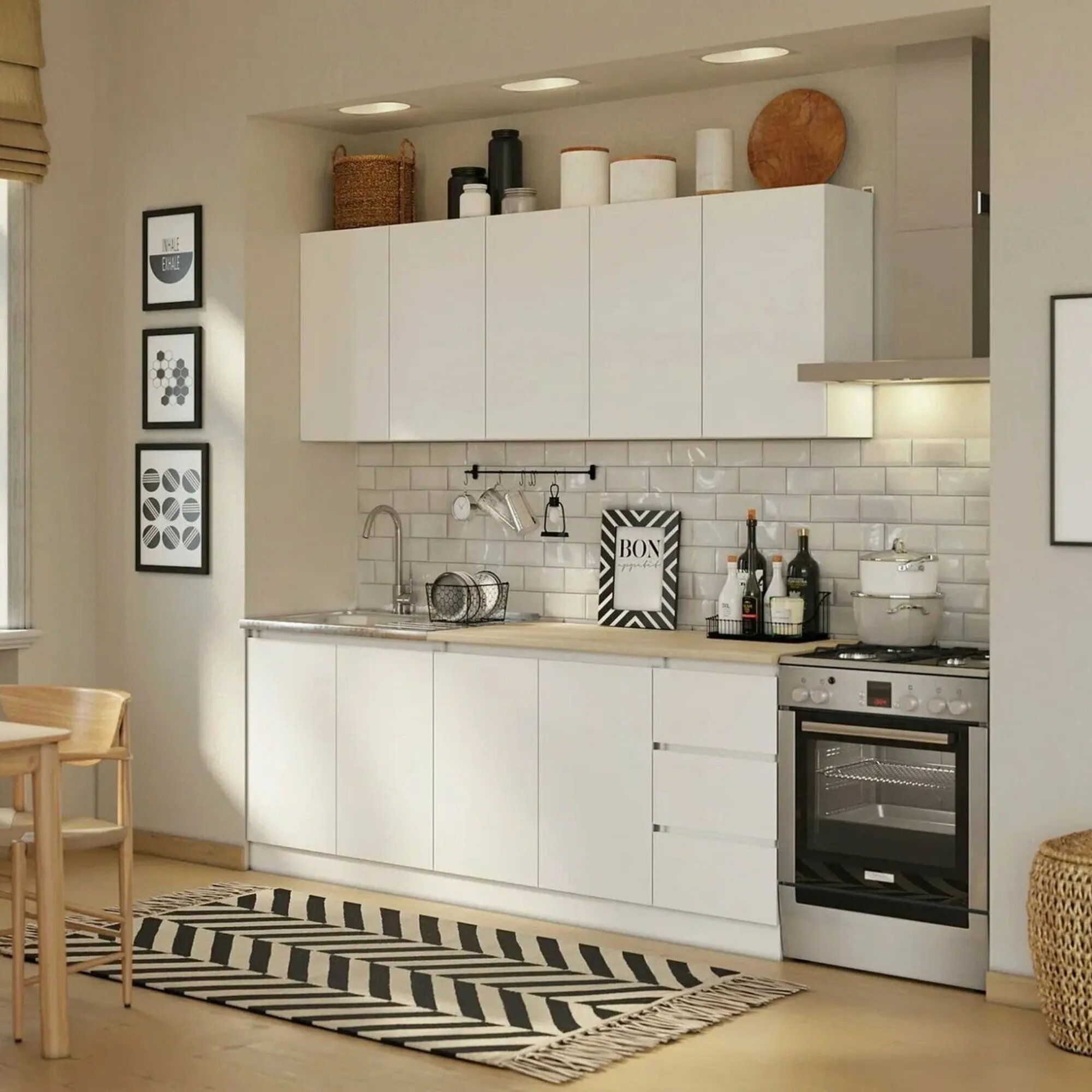 Кухня Челси 2.0 м ЛДСП Белый / Белый, столешница толщиной 26 мм