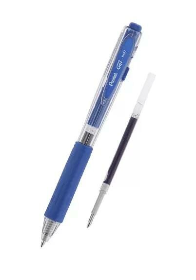 Гелевая ручка Pentel Автоматическая Wow! Gel, Синий, 0.7 мм, 3-х Граненный Корпус (K437-C)