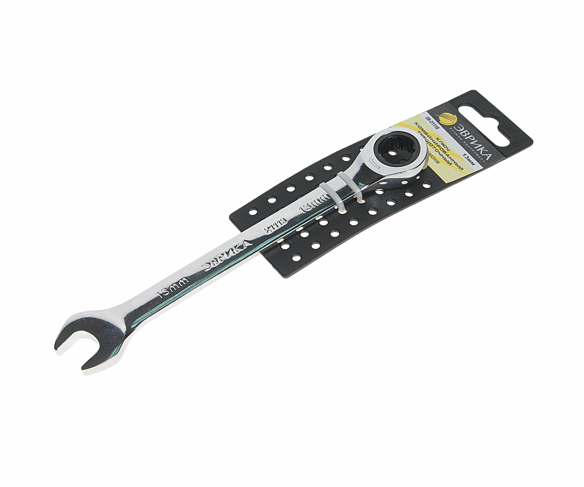 Ключ комбинированый ER-21113H трещоточный 13мм (на держателе) эврика