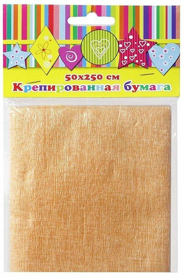 Бумага крепированная Феникс Плюс оранжевая перламутровая 50х250 см, плотность 22 г/м2, в упаковки 1 лист (30095)