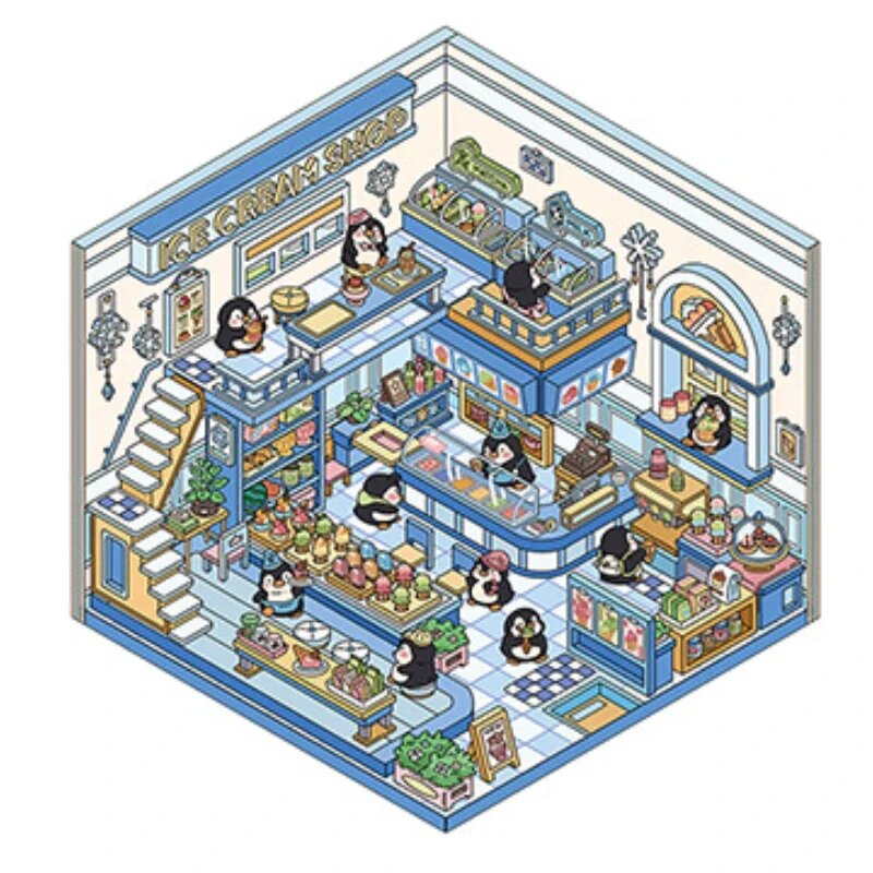 3D наклейки Merry Christmas Cute Animals Ice cream shop