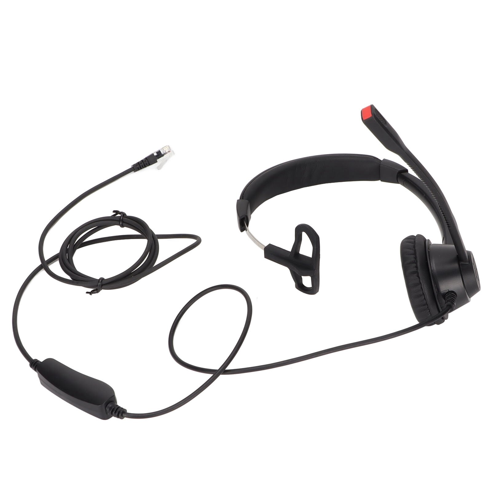 Telephone Headset Speaker Volume Adjustment Microphone Mute Monaural RJ9 Business Black