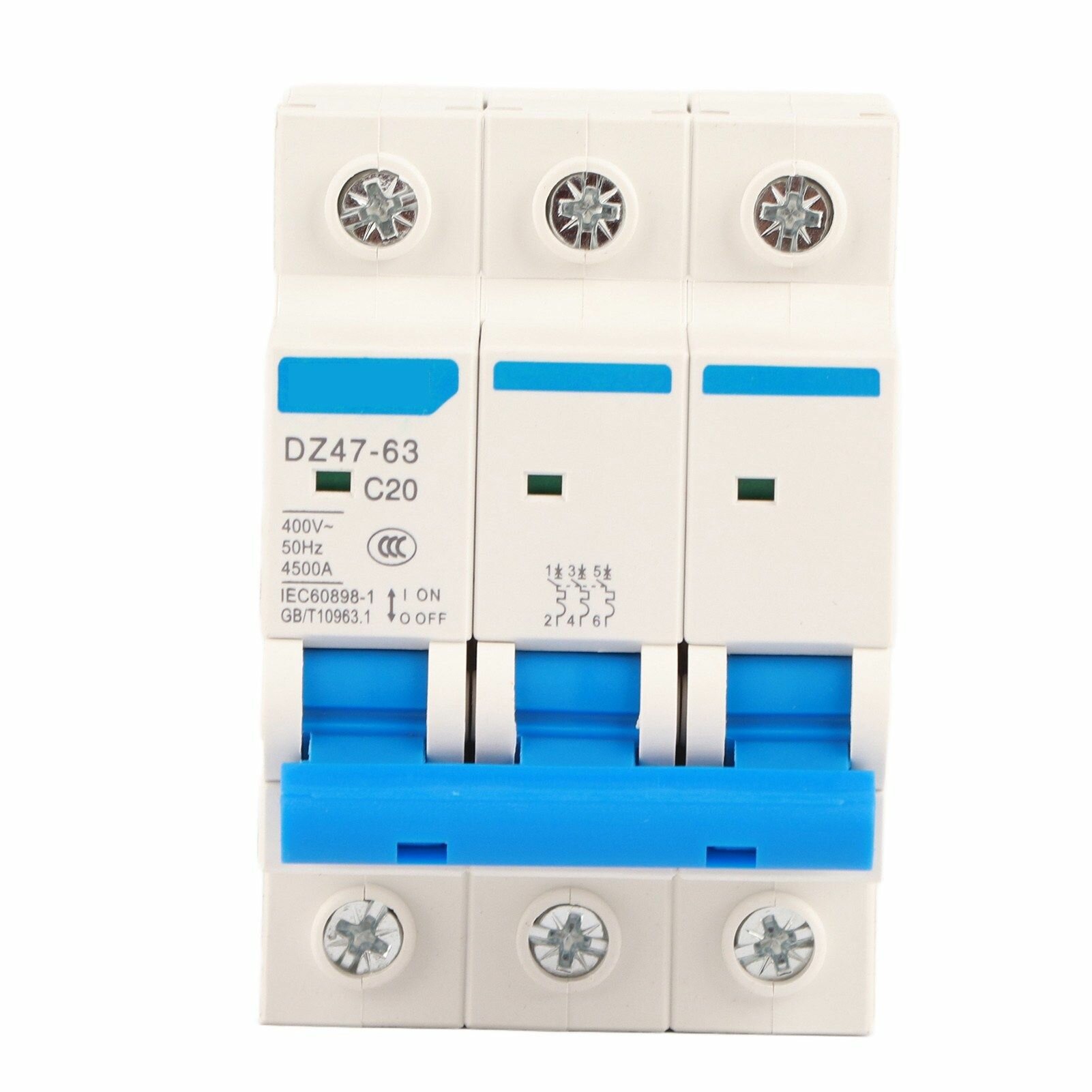 20A миниатюрный автоматический выключатель MCB 3-полюсный переменного тока 400 В DZ47-63 Защита от перегрузки 6 10 16 20A Опции