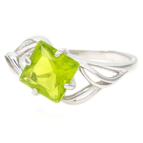 Кольцо, серебро, 925 проба, хризолит