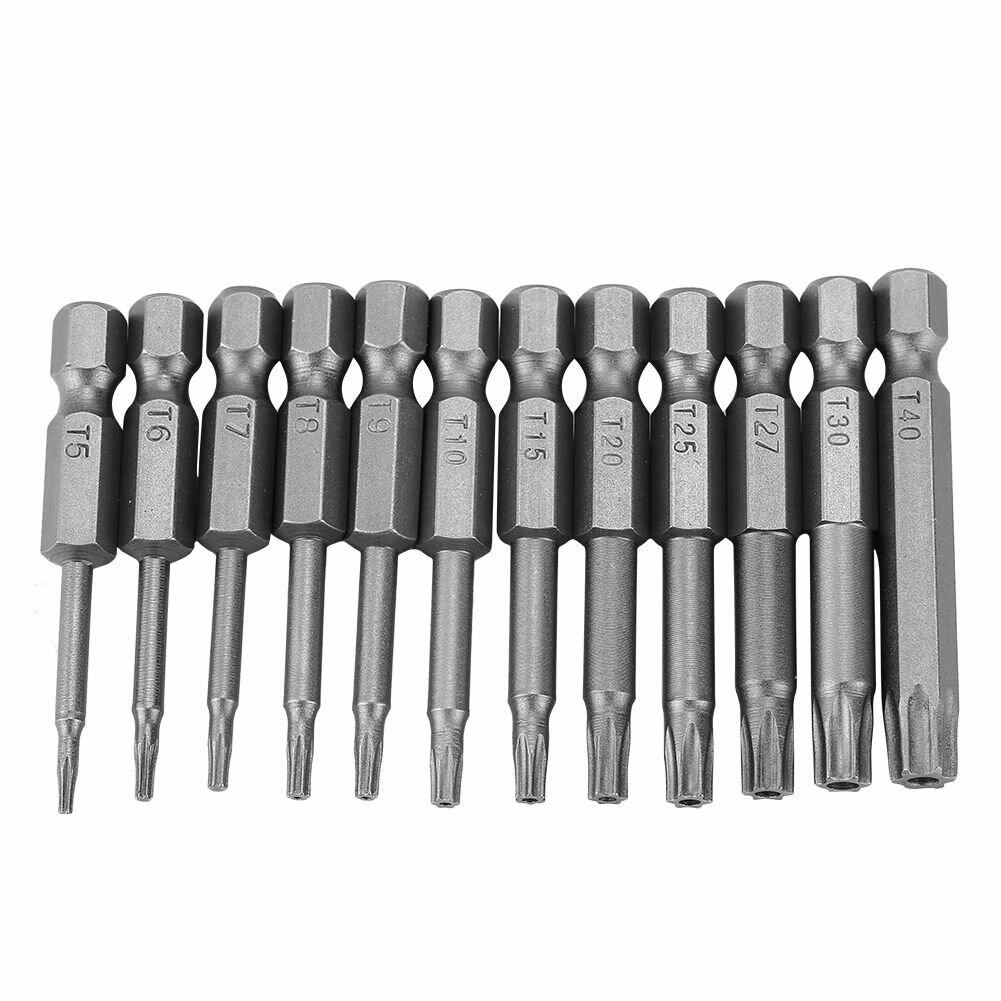 12 шт. магнитные отвертки со звездочкой T5-T40, хромованадиевая сталь, шестигранный хвостовик 1/4 дюйма, прочные и безопасные для ограниченного пространства и труднодоступных мест