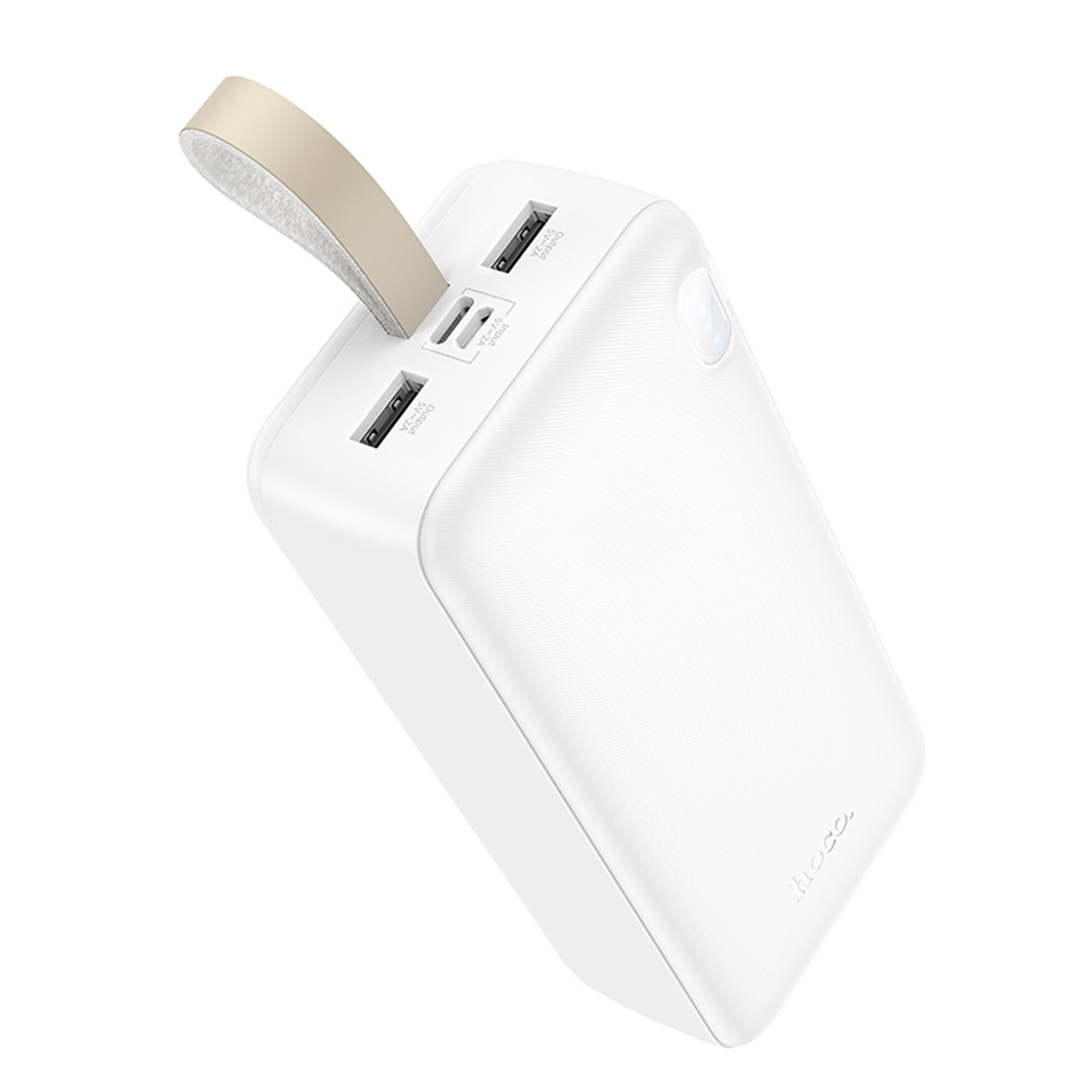 Универсальный Доп. Аккумулятор 30000mAh, J128B, HOCO, выход: 2 USB (5V/2A), белый