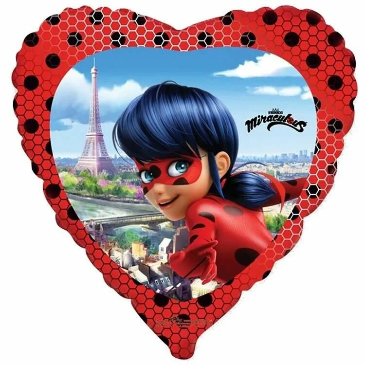 Воздушный шар Веселая затея "Леди Баг в сердце", фольгированный, 18 дюймов