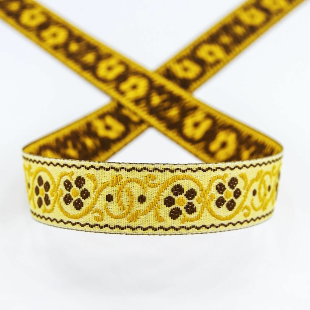 Лента жаккардовая SAFISA Цвет 03, Горчичный, 15 мм, 15 м