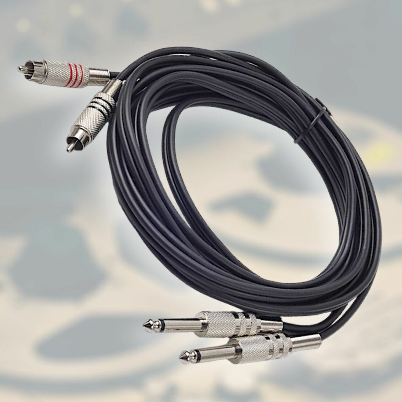 Кабель аудио, разъемы Jack 6.3 мм х 2 на RCA х 2, длина 3 метра