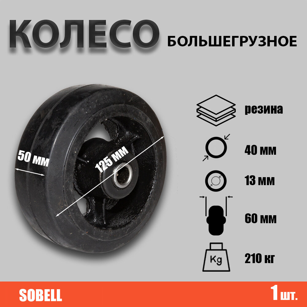 Колесо большегрузное Ф125*S50 210кг (D 54)