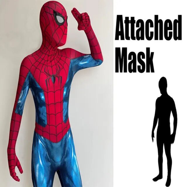 Костюм Человек-Паук Зентай Disney для взрослых и детей XXL, Conjoined Mask, Adults Women Size