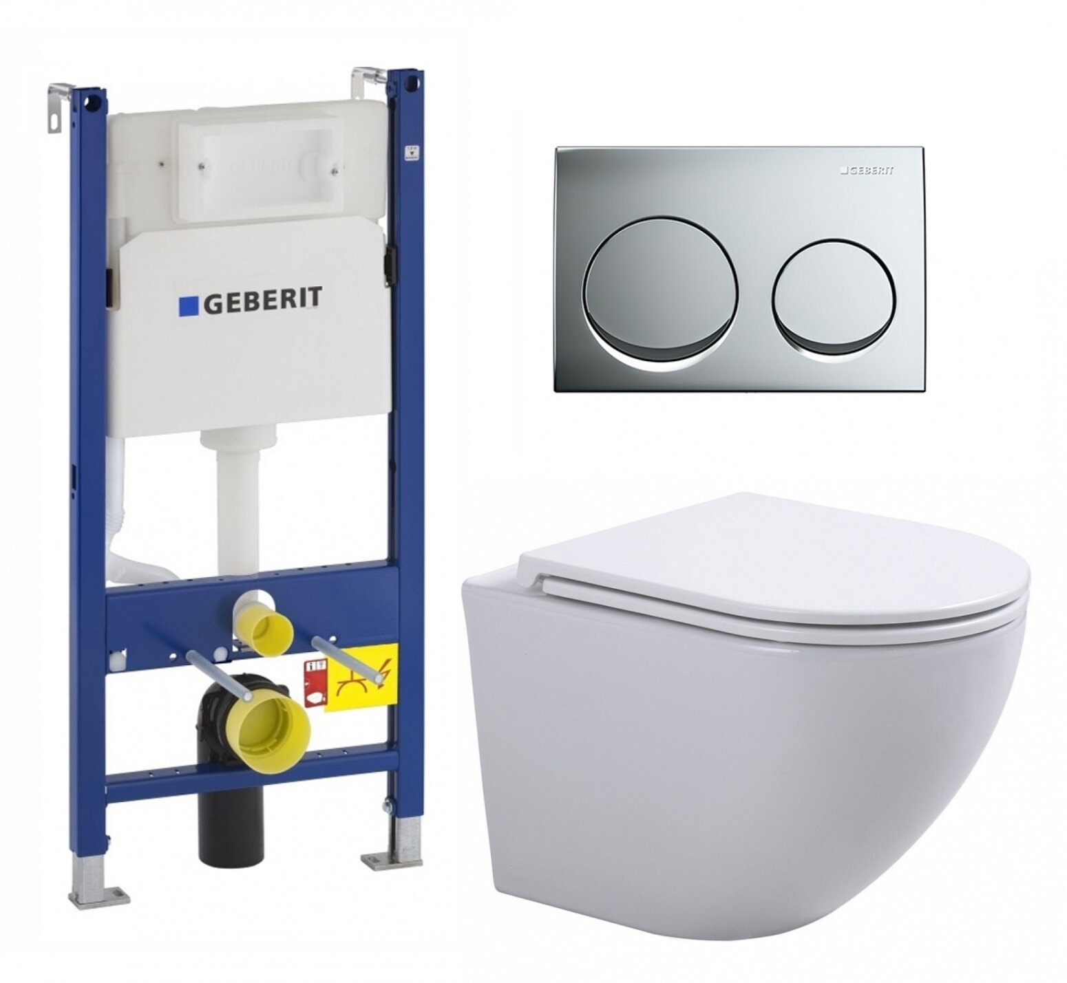 Комплект 3 в 1 инсталляция Geberit Duofix + Подвесной унитаз SinteSi EVI + кнопка хром