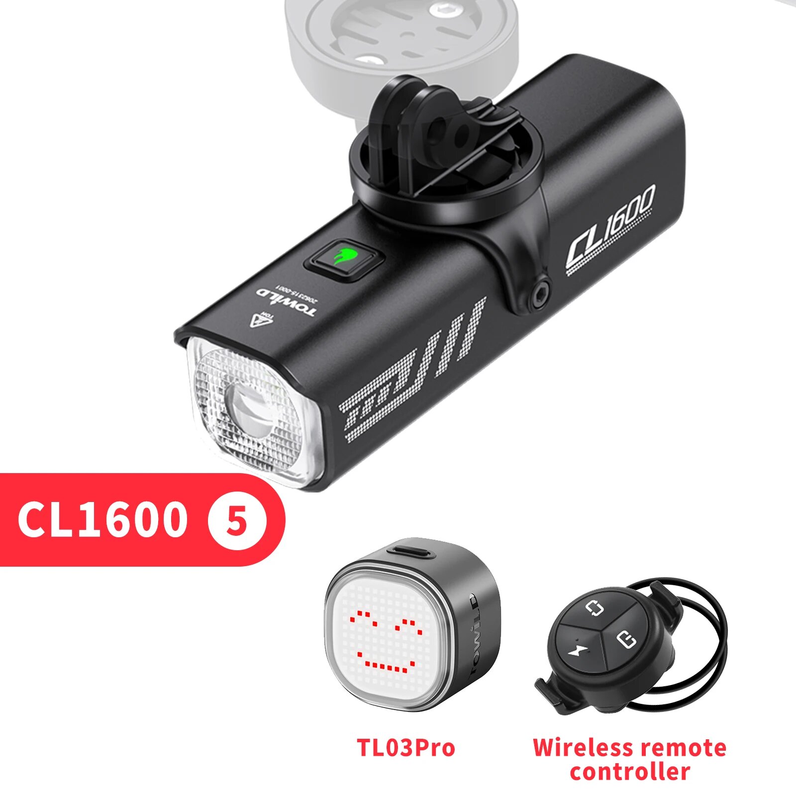 Велофара TOWILD CL1600, TL08 Y, черная